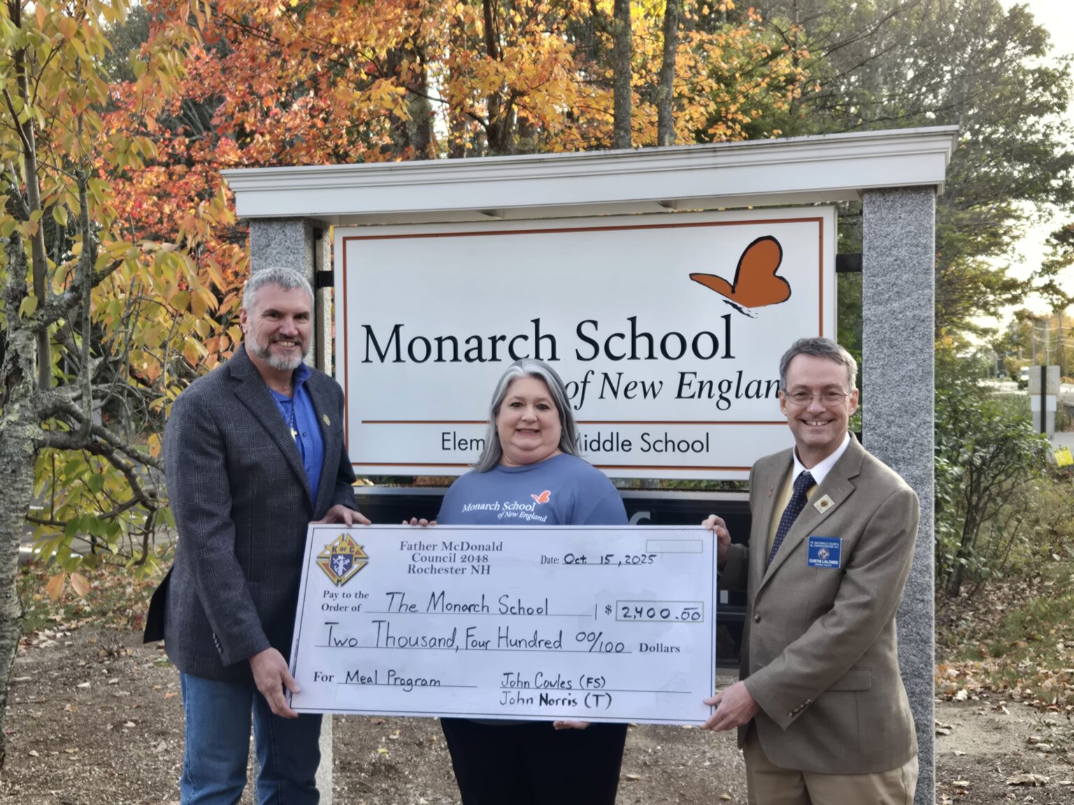Knights of Columbus Donate $2,400 to Support Meals at Monarch School of ...